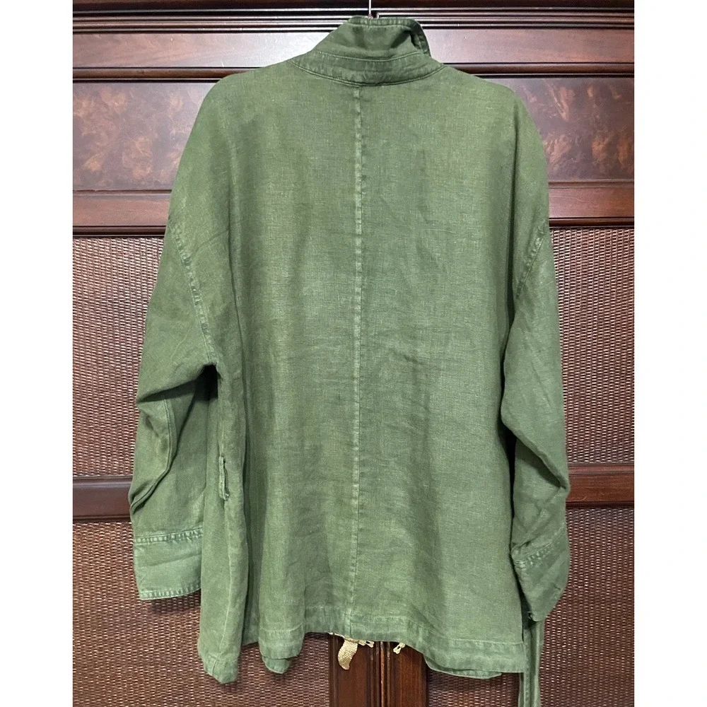 Tahari | Jackets & Coats | Tahari Women 3x Linen Hunter Green Blouse ...
